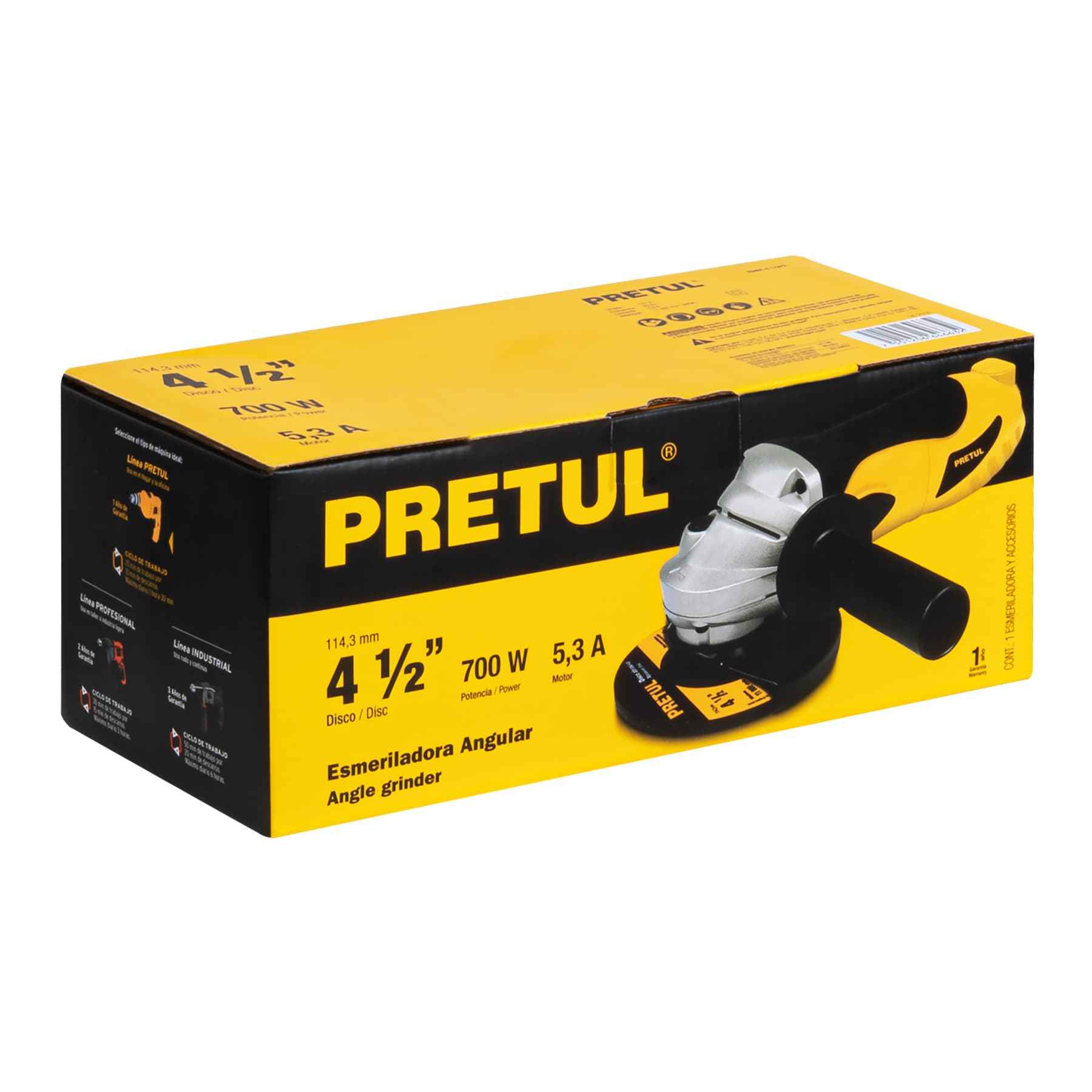 Amoladora de 4 1/2″ – 700W PRETUL – REX TRADING PERU